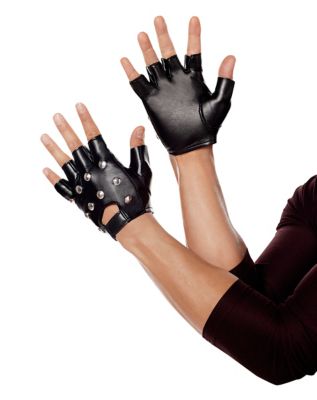 Spiked Fingerless Leather Gloves