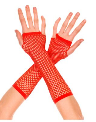 Red Diamond Net Fingerless Gloves - Spirithalloween.com