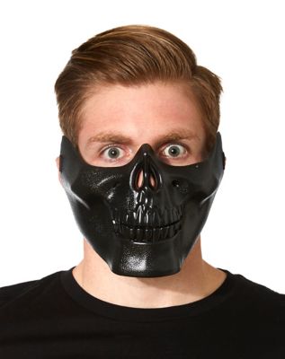 Black Metallic Skull Half Mask - Spirithalloween.com