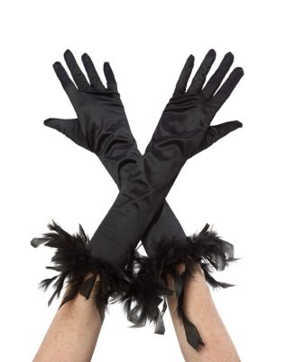 Black Feather Gloves - Spirithalloween.com