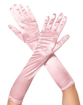 Long Pink Satin Gloves - Spirithalloween.com