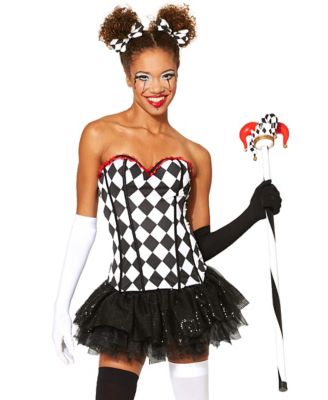 Adult Black and White Checkered Corset - Spirithalloween.com