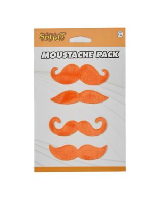 4pk Orange Mustaches - Spirithalloween.com