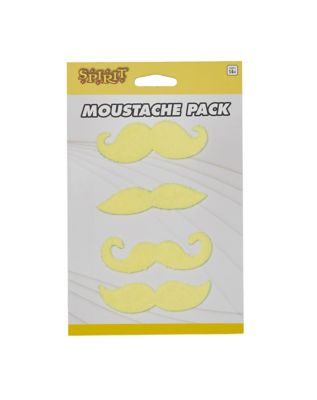 4pk Yellow Mustaches - Spirithalloween.com