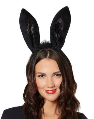Black Sequinned Trimmed Bunny Ears - Spirithalloween.com