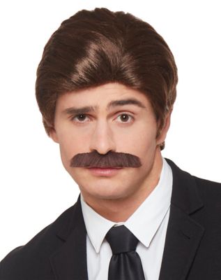 Brown '70s Wig and Mustache - Spirithalloween.com