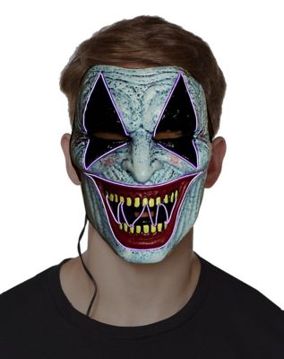 Laughing EL Wire Riot Clown Half Mask - Spirithalloween.com