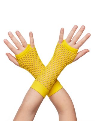 Yellow Fishnet Gloves - Spirithalloween.com