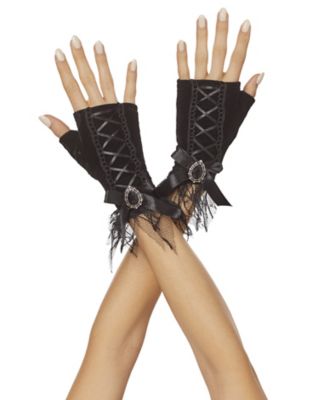 Black Velvet Witch Gloves - Deluxe - Spirithalloween.com