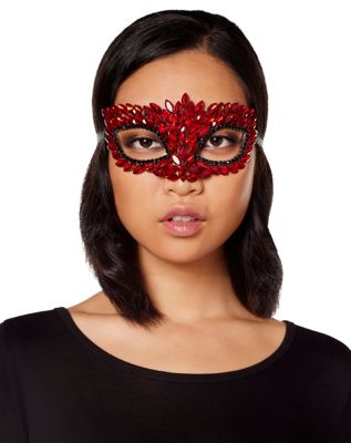 Red Rhinestone Eye Half Mask - Spirithalloween.com