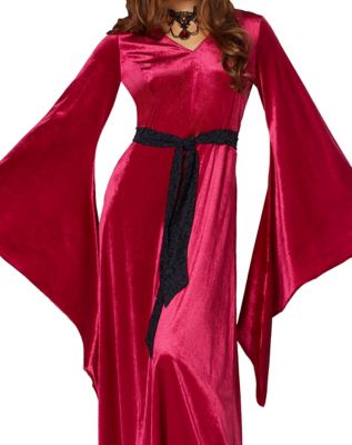 Burgundy Velvet Hooded Robe - Spirithalloween.com
