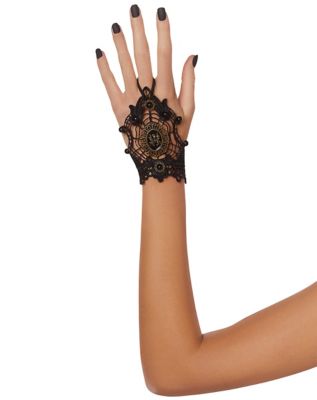 Black Spider Lace Hand Chain - Spirithalloween.com