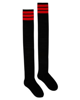 Red and Black Over the Knee Socks - Spirithalloween.com