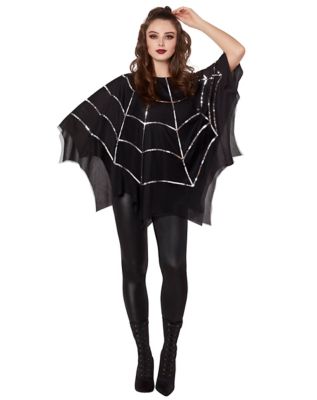 Adult Sequin Spider Web Poncho - Spirithalloween.com