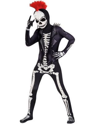 Kids Punk Skeleton Skin Suit Costume - Spirithalloween.com