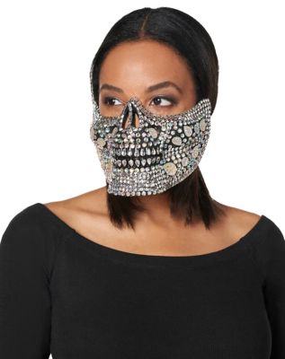 Glam Skeleton Rhinestone Half Mask - Spirithalloween.com