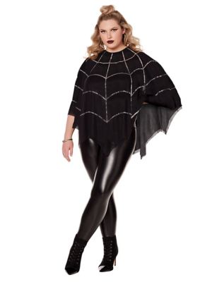Adult Sequin Spider Web Plus Size Poncho - Spirithalloween.com