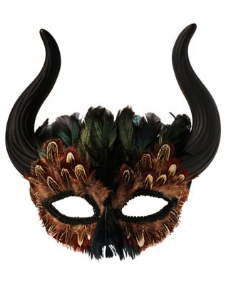 Feather Horn Eye Half Mask - Spirithalloween.com