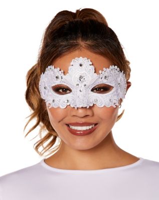 Angel White Lace Eye Half Mask - Spirithalloween.com