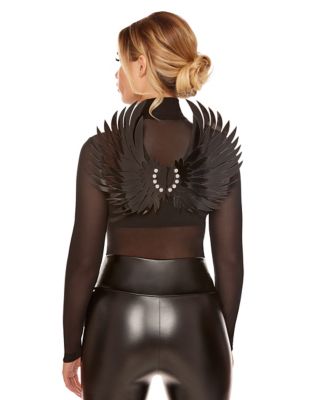 Black Faux Leather Fallen Angel Wings - Spirithalloween.com