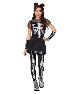 Kids Silver Skeleton Dress Costume - Spirithalloween.com