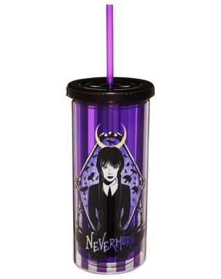 Wednesday Cup with Straw 20 oz. - The Addams Family - Spirithalloween.com