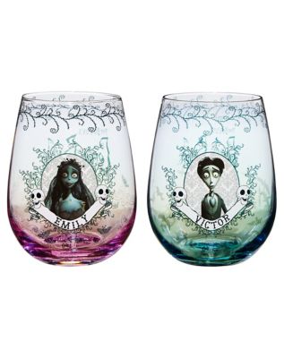 Corpse Bride Stemless Glass Set 13 oz. - 2 Pack - Spirithalloween.com