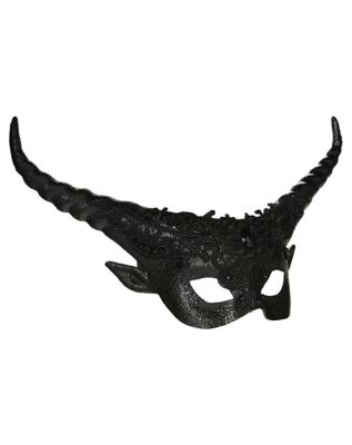 Black Horned Masquerade Eye Mask - Spirithalloween.com