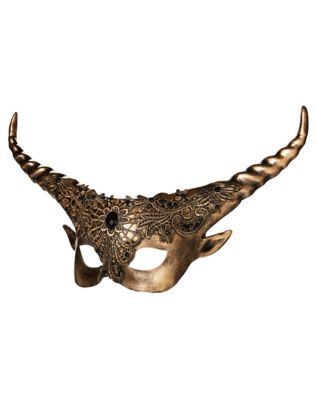 Gold Horned Masquerade Eye Mask - Spirithalloween.com