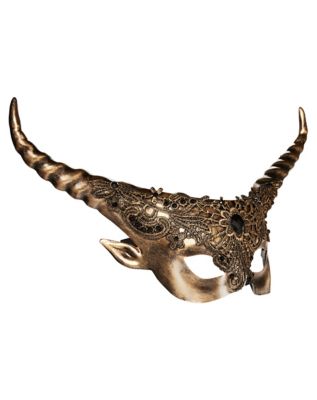 Gold Horned Masquerade Eye Mask - Spirithalloween.com