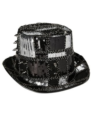 Silver and Black Spiked Sequin Top Hat - Spirithalloween.com