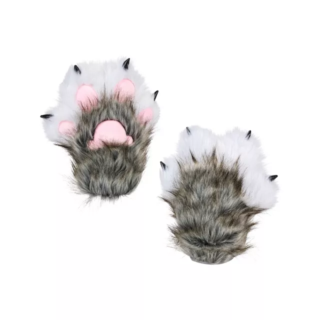Gray Furry Paw Gloves - Spirithalloween.com