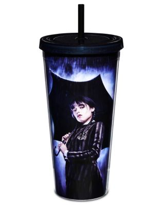 Wednesday Umbrella Cup with Straw - 20 oz. - Spirithalloween.com