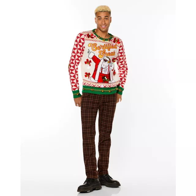 Light-Up Santa Certified Freak Christmas Sweater - Spirithalloween.com