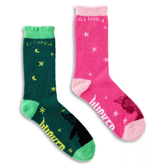 Wicked Glinda and Elphaba Plush Crew Socks - 2 Pair - Spirithalloween.com