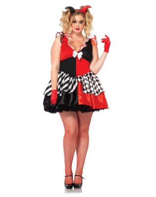 Harlequin Jester Adult Womens Plus Size Costume - Spirithalloween.com