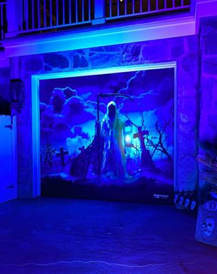 Haunted Reaper Garage Single Door Cover - Spirithalloween.com