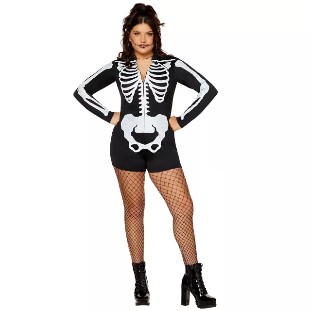 Plus Size Skeleton Romper - Spirithalloween.com