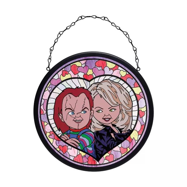 Chucky and Tiffany Stained Glass Suncatcher - Spirithalloween.com